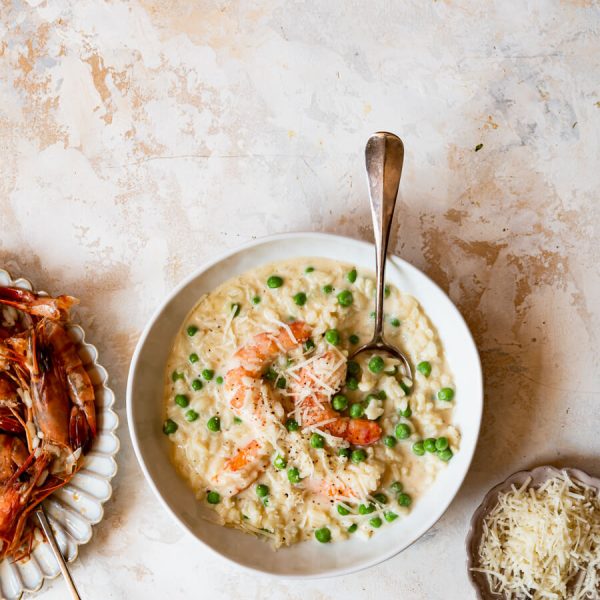 Zomerse risotto met garnalen en doperwten - Food From ClaudNine